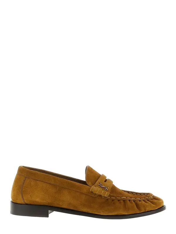 Saint Laurent Le Loafer Suede Moc Toe Loafers - Brown