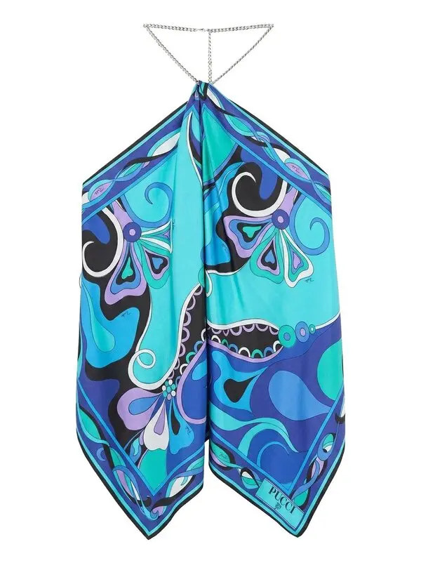 Emilio Pucci Printed Silk Halter Top - Multicolor
