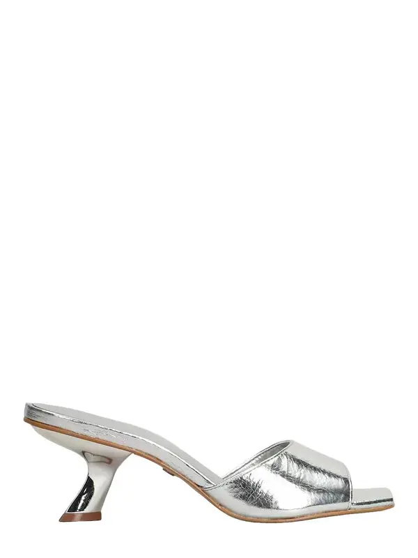 ANDREA CARRANO Tone Leather High Heel Sandals - Silver