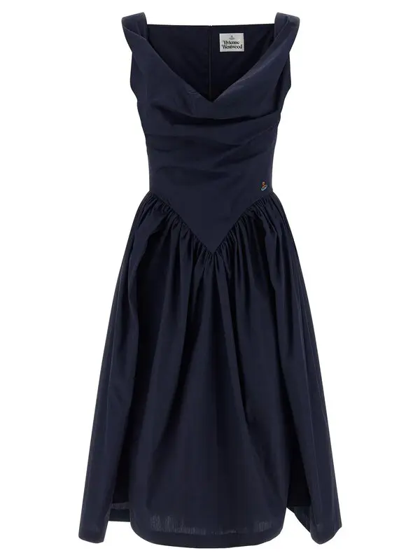 VIVIENNE WESTWOOD Cotton Midi Dress With Corset Detail - Blue