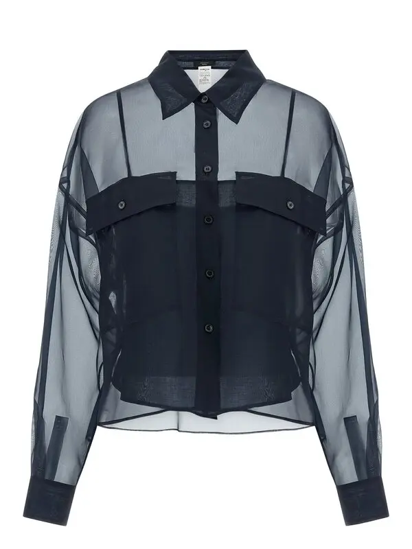 Max Mara Wkdcolomba" Semi-transparent Silk Organza Shirt - Blue