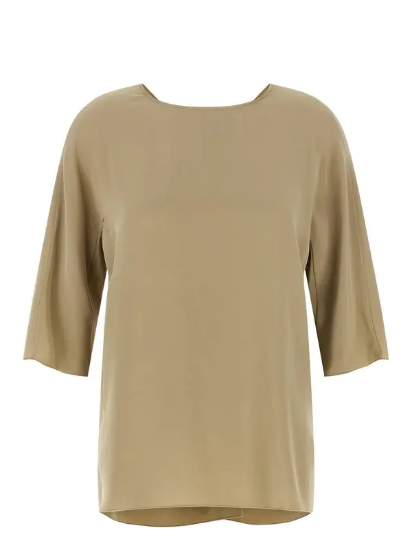 Max Mara Silk Crepe De Chine Blouse With Knot Detail - Cream