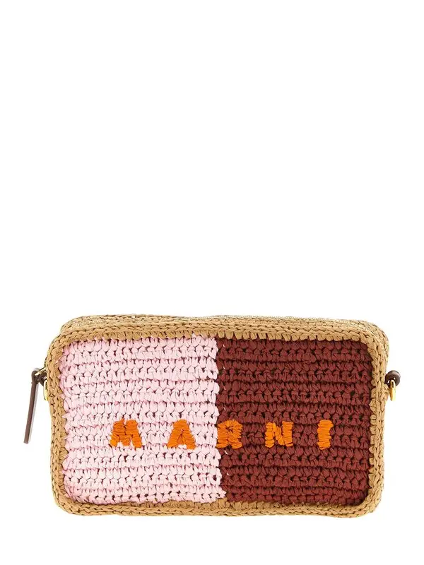 Marni Raffia Camera Crossbody Bag - Multicolor