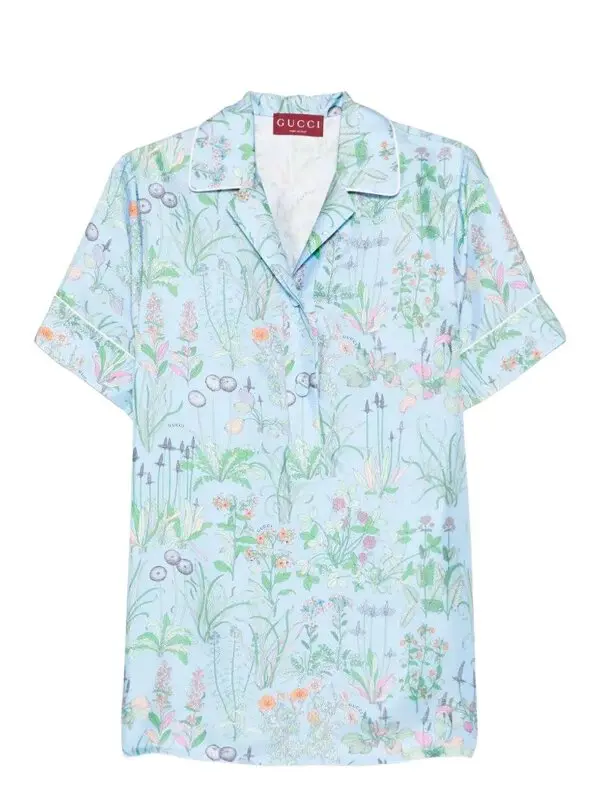 Gucci Heritage Dragonfly Print Silk Shirt - Multicolor