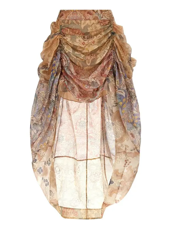 Zimmermann Rebellion Draped Floral Midi Skirt - Pink