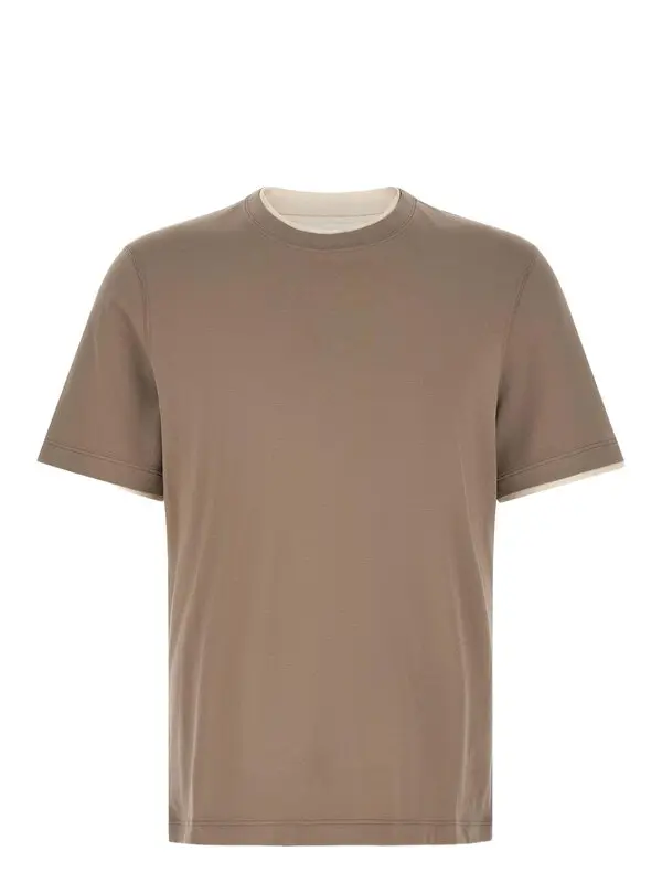 Brunello Cucinelli Double Layer T-shirt - Gray