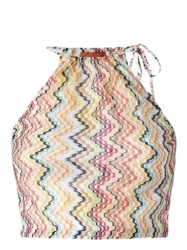 Missoni Sleeveless Zig Zag Print Halter Top - Multicolor