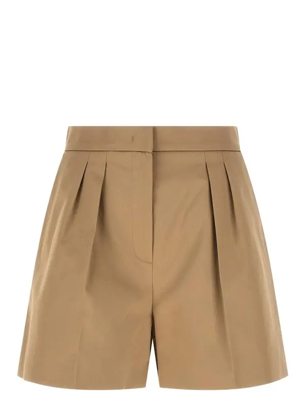 Max Mara High-waisted Pleated Cotton Satin Shorts - Cream