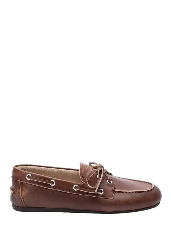 Miu Miu Bleached Leather Boat Shoes - Multicolor