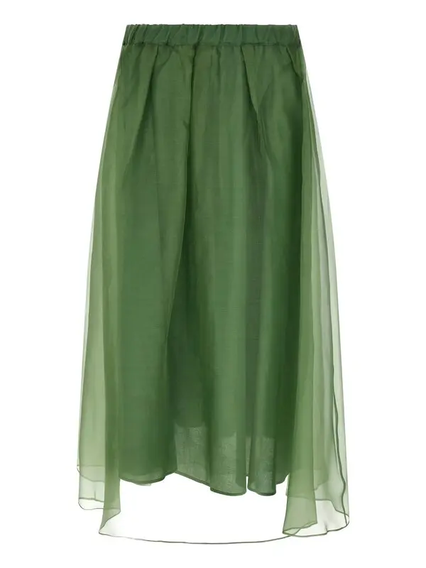 Max Mara Silk Organza Midi Skirt - Green