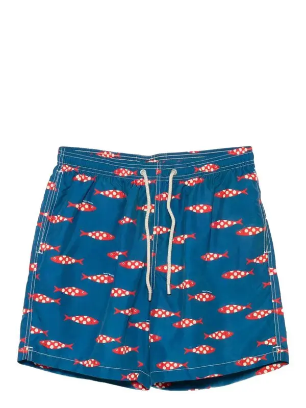 MC2 SAINT BARTH Lighting Fish-print Swim Shorts - Blue