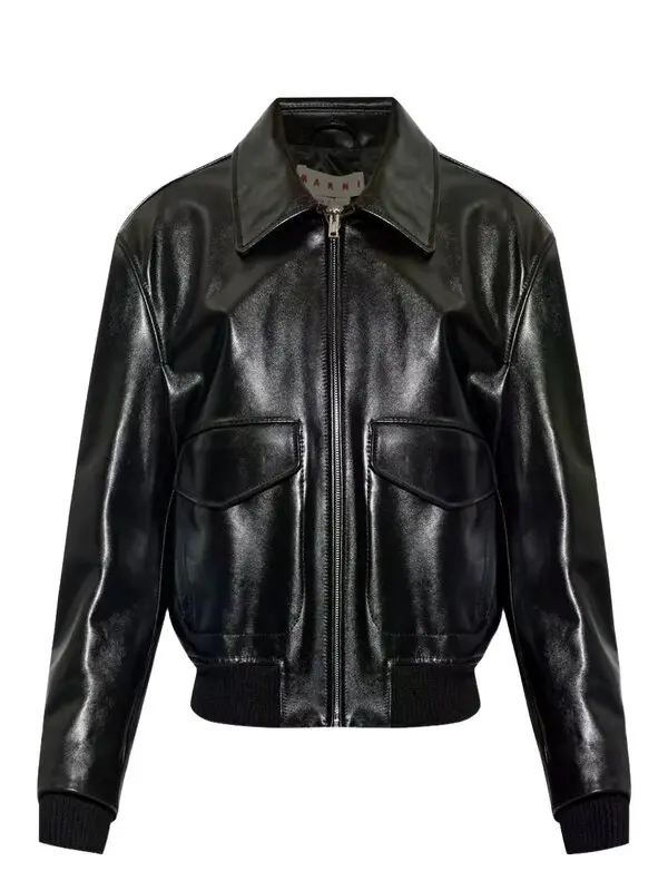 Marni Leather Zip Jacket - Black