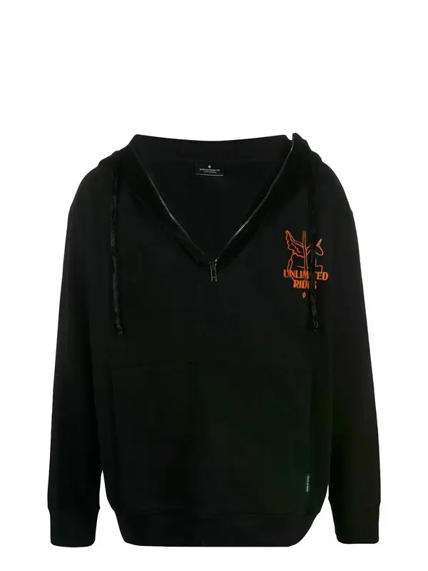 COUNTY OF MILAN Printed Zip Up Hoodie - Black