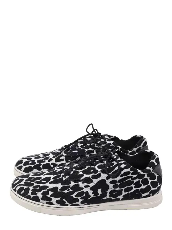 STUART WEITZMAN Animal Print Canvas Lace-up Sneakers - Black