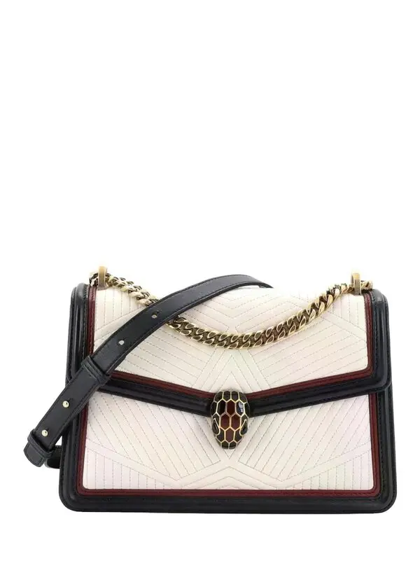 BVLGARI Serpenti Forever Quilted Leather Shoulder Bag - White