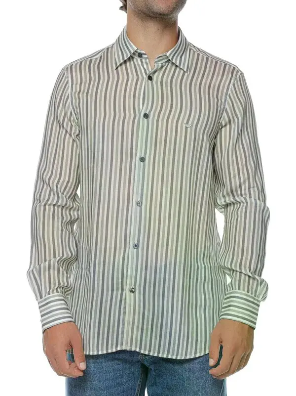 Emporio Armani Striped Long-sleeve Shirt - Grey