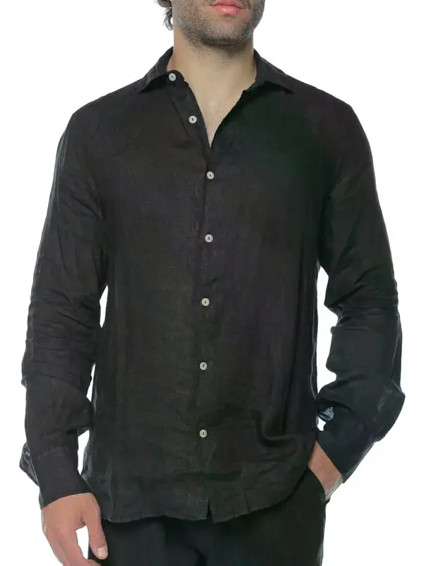 MC2 SAINT BARTH Pamplona Linen Shirt - Black