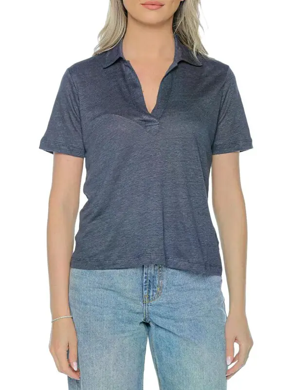 ECOALF Linen V-neck T-shirt - Blue