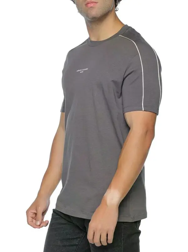 Armani Exchange Logo-print Side-stripe T-shirt - Grey
