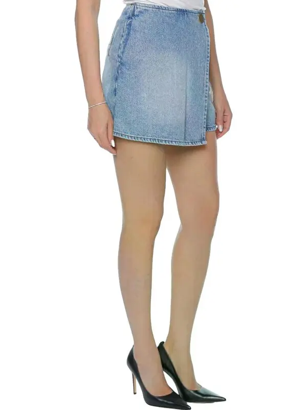 Armani Exchange Wrap-front Denim Shorts - Blue