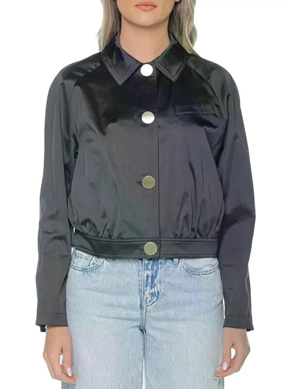 Armani Exchange Satin Button-up Jacket - Black