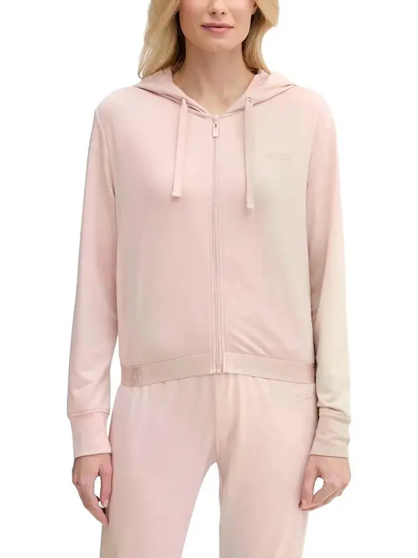 Guess Embroidered Zip-up Hoodie - Pink