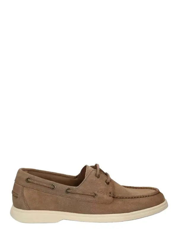 BOSS Suede Lace-up Boat Shoes - Neutrals