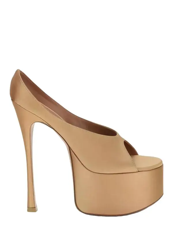 Amina Muaddi Plateau Satin Pumps - Neutrals