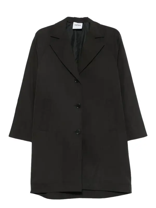 Aspesi Notch Lapel Button-fastening Coat - Black