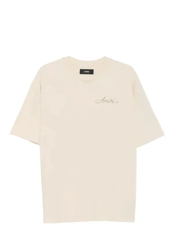 Amiri Logo-embroidered Bandana-patch T-shirt - Neutrals
