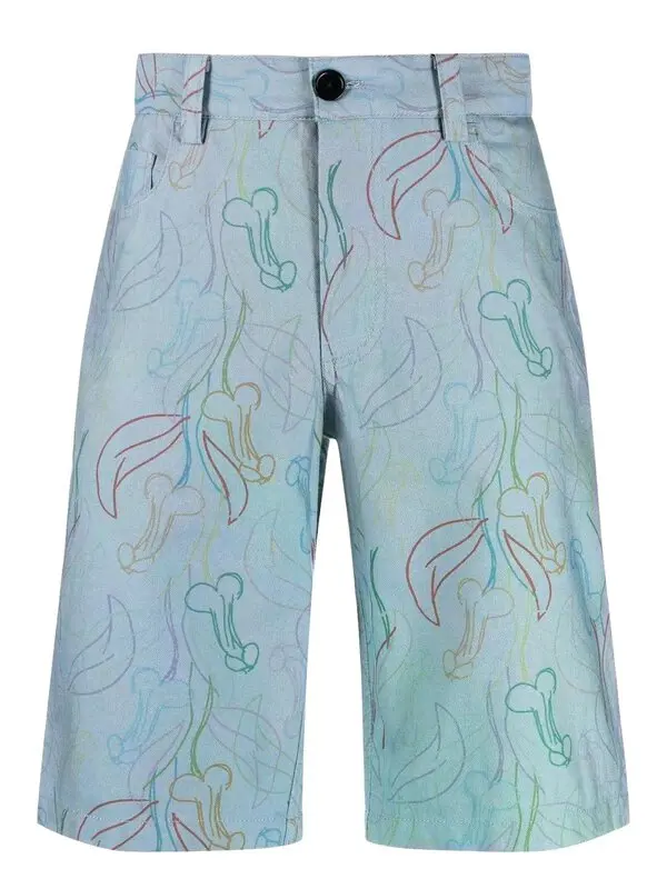Viktor & Rolf 5-pocket Cotton Printed Shorts - Blue