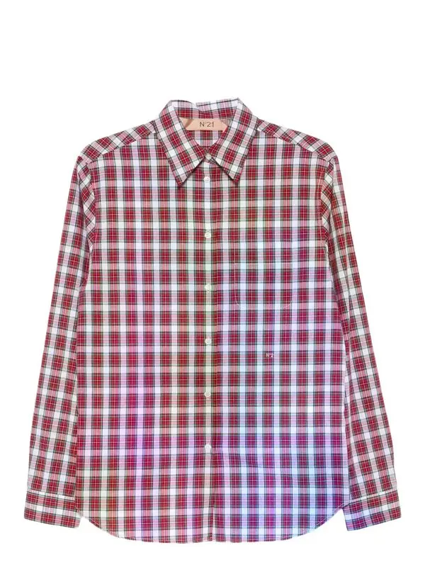 N°21 Check-pattern Button-down Shirt - Red