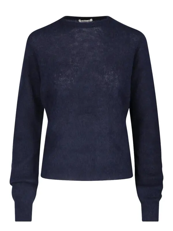 Auralee Fuzzy Crewneck Knitted Sweater - No
