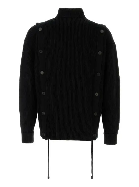 SETCHU Long-sleeved Turtleneck Sweater With Foldable Cuffs - Black