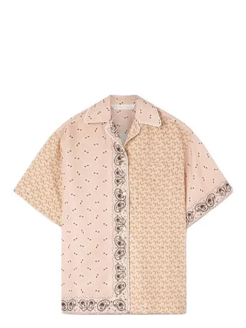 Palm Angels Paisley Printed Short-sleeved Shirt - Nude