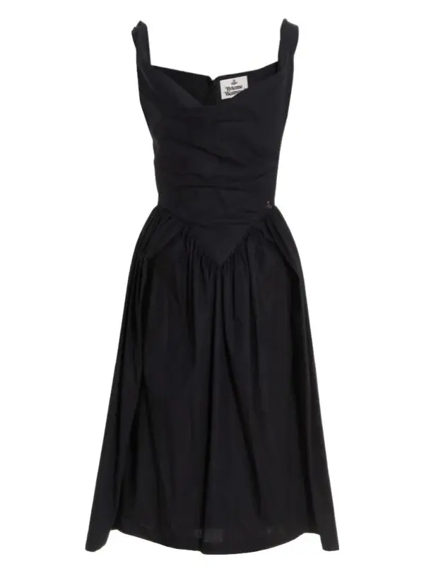 VIVIENNE WESTWOOD Sleeveless Midi Dress With Embroidered Logo - Black
