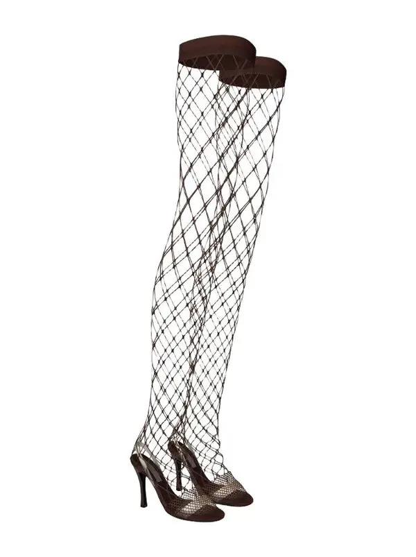 Stella McCartney Slip-on Fishnet Heeled Sandals - Gray