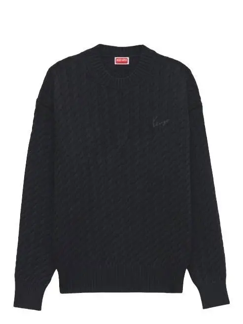 Kenzo Signature Embroidered Knit Jumper - Black