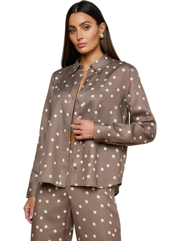 L'Agence Ellery Button-down Shirt With Polka Dot Print - Cardamom/ecru Polka Dot