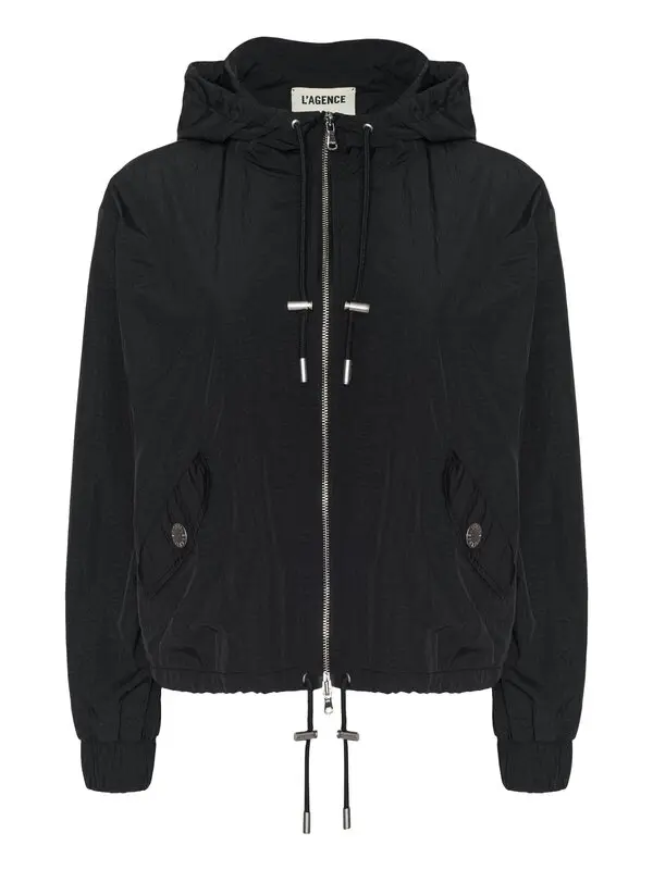 L'Agence Miro Hooded Windbreaker - Black