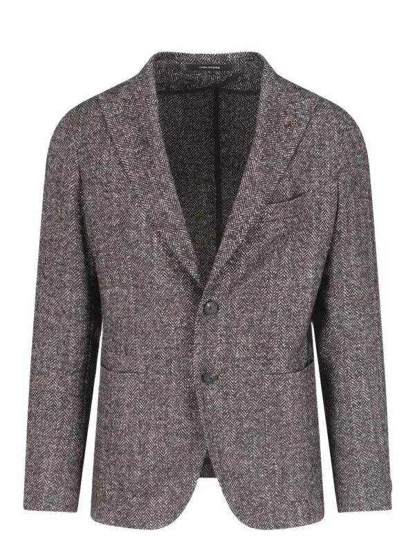 Tagliatore Herringbone Blazer Jacket - Black