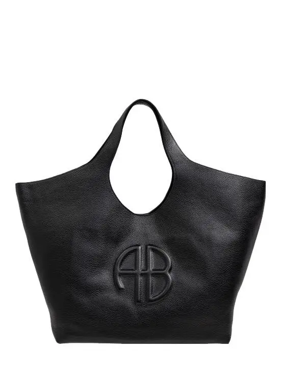 ANINE BING Lili Logo Embossed Tote Bag - Black