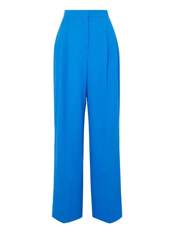 Alexander McQueen Pleat Detailed Wide-leg Trousers - Blue