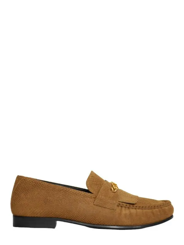 Celine Luco Lizard Loafer With Gold Chain Detail - Tan