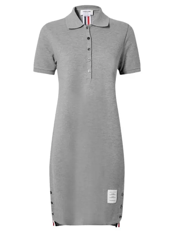 Thom Browne Asymmetric Hem Mini Polo Dress - Light Gray
