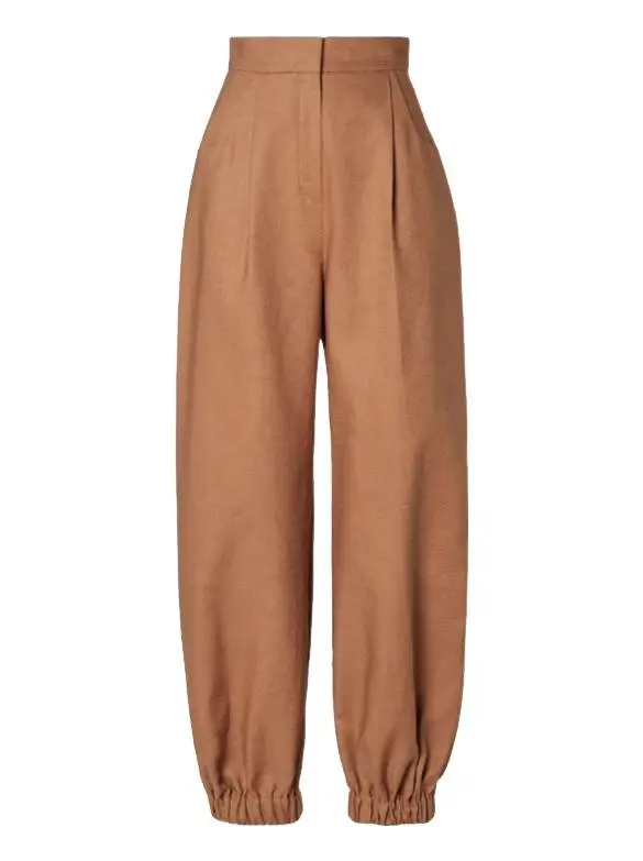 Fendi Balloon-waist Elasticated Cuffs Pants - Brown