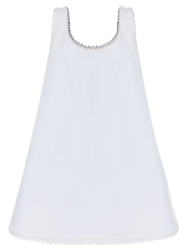 RÓHE Sleeveless Scallop Trim Mini Dress - White