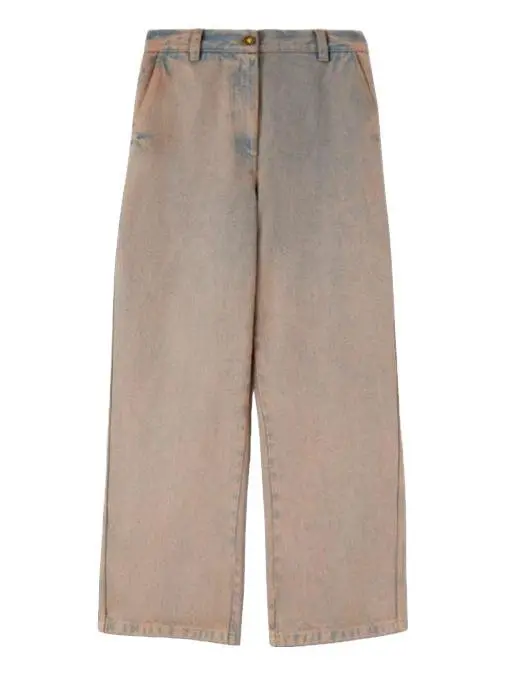 Palm Angels Logo-embroidered Overdyed Jeans - Nude