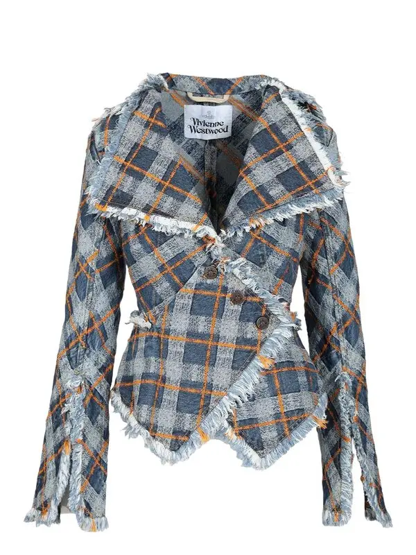 VIVIENNE WESTWOOD Frayed Check Jacket - Gray