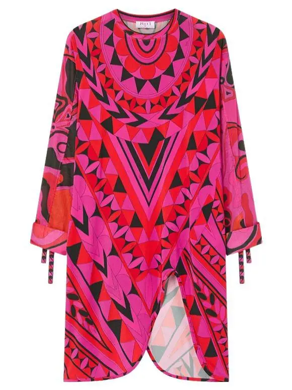Emilio Pucci Manuba-print Long-sleeved Dress - Red